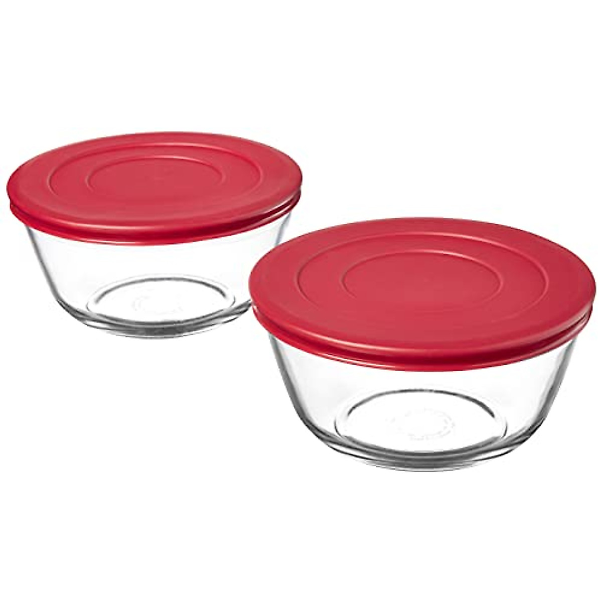 Anchor Hocking 91858 Glass Mixing Bowls with Lids, Cherry, 4 Quart (Set of 2) -