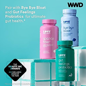 Love Wellness Sparkle Fiber Supplement for Digestive Health | Psyllium Husk Powder | Supports Regularity & Weight Management | Beauty Pills for Bloating Relief with Digestive Enzymes | 90 Capsules