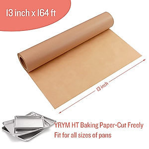 YRYM HT Parchment Paper for Baking 13 in x 164 ft - 177 SQ FT Unbleached Parchment Paper Roll, Heavy Duty Brown Baking Parchment Paper for Air Fryer, Oven
