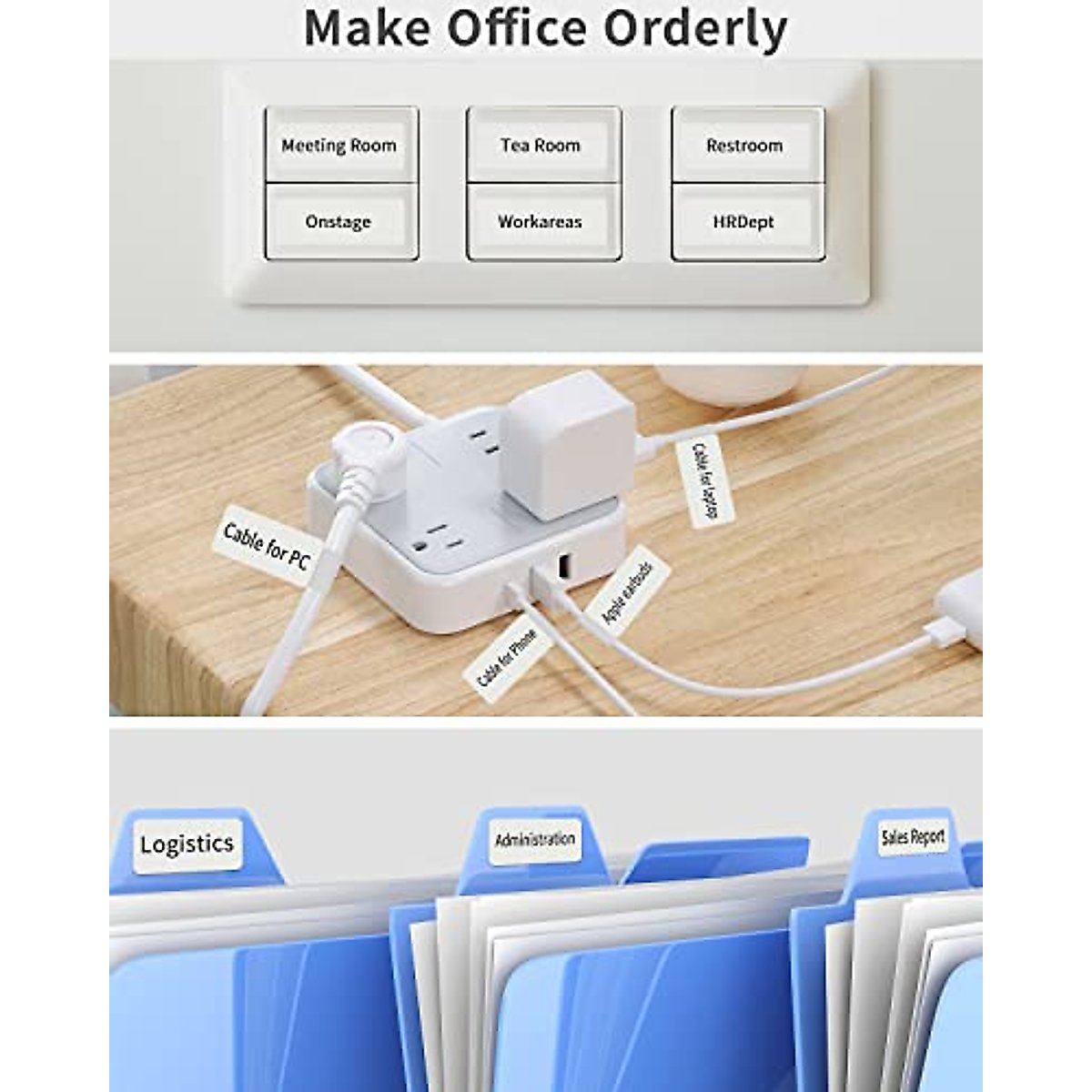 JADENS Label Maker Machine with Tape, Mini Bluetooth Label Printer, Thermal Labeler, Multiple Templates Available for Smartphone, Easy to Use for Office Home Organization USB Rechargeable