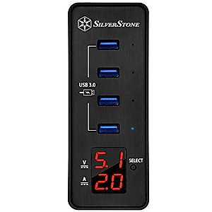 SilverStone Technology Smart Four Port USB 3.0 Hub with Fast Charging & Power LED Meter EP03B (RL-EP03B)