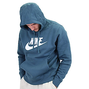 Nike Sportswear Club Fleece, Men's Graphic Pullover Hoodie (Ash Green/White, X-Large)