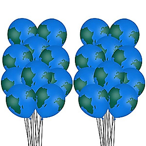 30 Pcs Earth Balloons World Map Balloons 12 Inches Globe Balloon for Birthday Space Theme Party Earth Day Decorations Gift Teaching Supplies