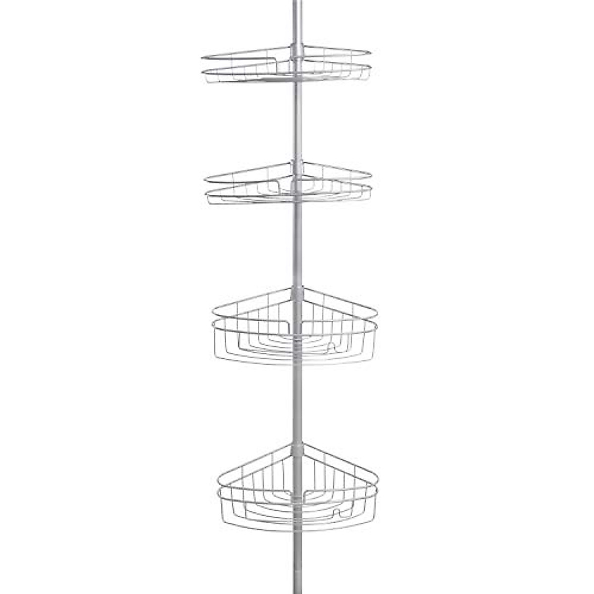 Kenney KN61519 4-Tier Spring Tension Shower Corner Pole Caddy with Razor Holder, Satin Nickel