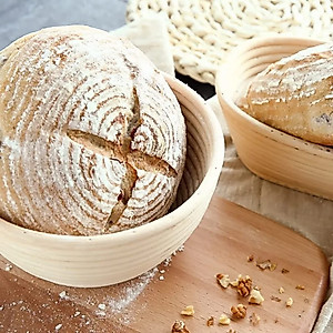 9 Inch Round Bread Banneton Proofing Basket Set of 2 – Bread Baking Kit Sourdough Proofing Basket for Artisanal Bread – Bread Making Tools For Professional & Home Bakers (9 inch round- 2 pack)