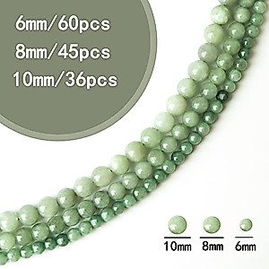 GOMOOBEADS 45 PCS of Natural Burmese Jade Beads for DIY Jewelry - 8MM Round Spacer & Energy Healing Stones, 15.5" Strand of Gemstones for Bracelets & Necklace