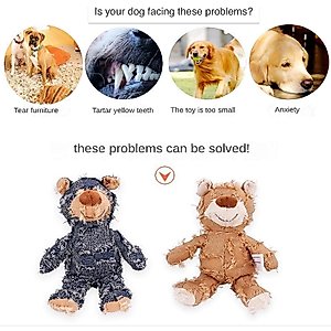 2023 New Indestructible Robust Bear【large】Plush Dog Toy, Indestructible Squeaky Toys for Dogs, Durable Dog Toys for Aggressive Chewers, Chew Toys for Dogs, Interactive Dog Toys for Boredom (A-Brown)