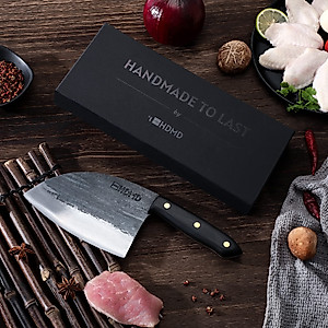 HDMD Serbian Chefs Knife Hand Forged Meat Cleaver Knife For Meat Cutting, Full Tang Serbian Knife High Carbon Steel Butcher Knife Kitchen Cleaver Knife