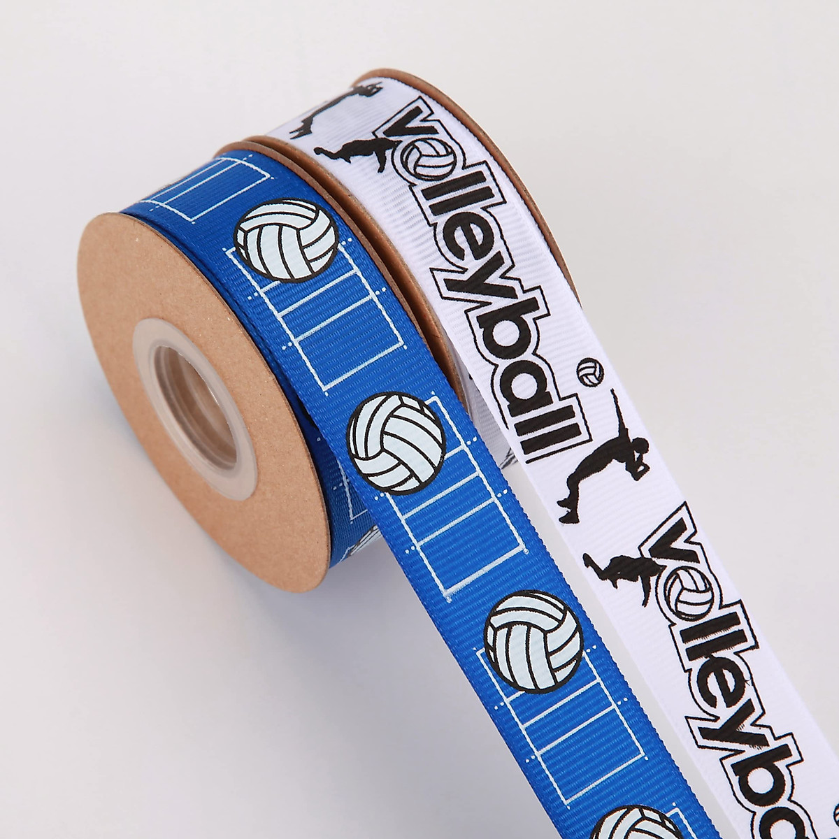 Meseey 2 Rolls 20 Yards Sport Ball Ribbon3/4Inch Fabric Ribbons for Wreath Gift Wrapping Sport Team Party Decor (Volleyball)