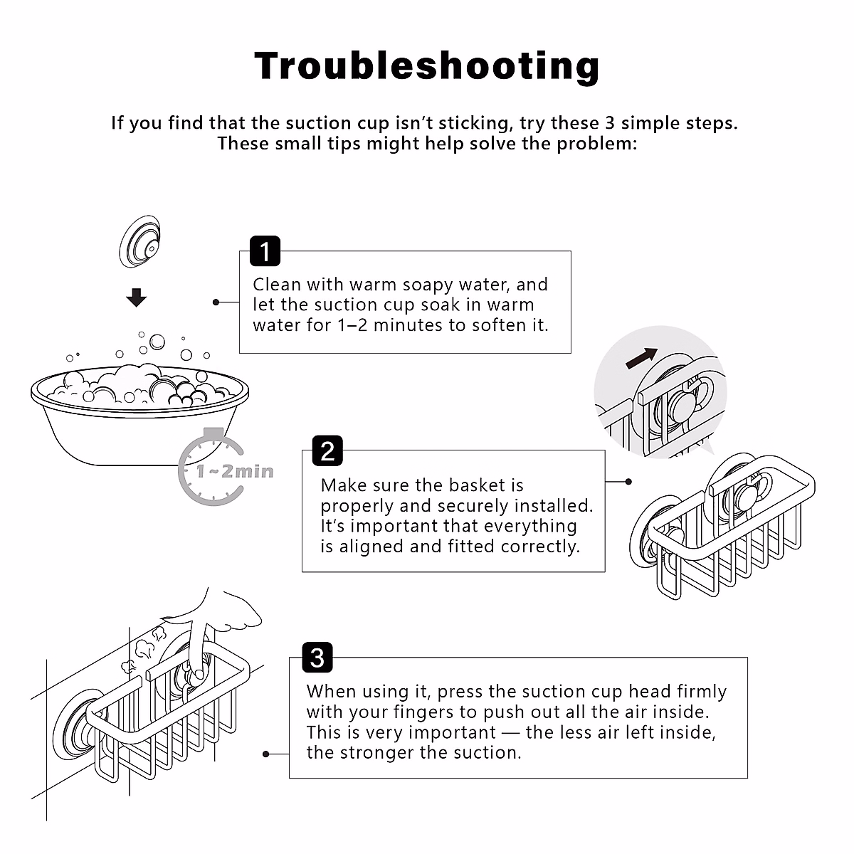 SunnyPoint NeverRust Kitchen Sink Suction Holder for Sponges, Scrubbers, Soap, Kitchen, Bathroom, 6" x 2.5" x 2.75", Aluminum (BLACK, 1)