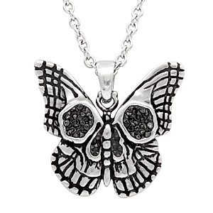 Controse Butterfly Skull Necklace with Pendant (16" - 18" adjustable chain)