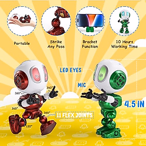 BROADREAM Stocking Stuffers, Robot Kids Toys, Mini Robot Talking Toys for Boys Girls Travel Toys Help Kids Talking for Christmas Stocking Stuffers, LED Lights and Interactive Voice Changer (Green)
