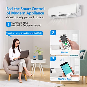 ROVSUN 11000 BTU Wifi Enabled Mini Split Air Conditioner & Heater, 17 SEER2 115V Inverter Ductless Wall AC Unit with Pre-Charged Condenser, Heat Pump & Installation Kit
