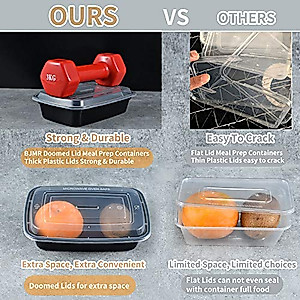 Plastic Meal Prep Containers 28oz 50 Pack, Food Storage Containers with Lids Airtight, Food Prep Containers for Freezer, Reusable Bento Lunch Box Togo Food Box, Disposable Takeout Deli Containers