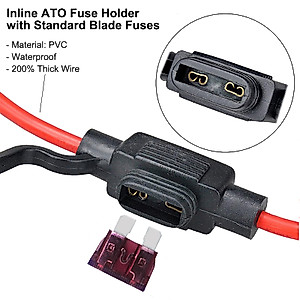 MuHize Inline Fuse Holders 12v, Upgraded Car Standard 12V Add-a-Circuit Fuse, 12 Gauge Waterproof APR ATO ATC Inline Fuse Wire with 40AMP Standard Fuses(3 Pack)