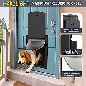 HARDLIGHT Extra Large Dog Door with Locking Panel, Pet Door, Tunnel Adjustable, Magnetic Flap Dog Door for Door, Strong and Rugged, for Pets up to 220lbs