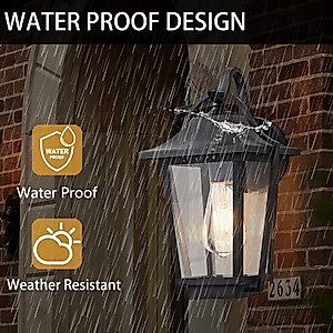 ShinYouneL Matte Black Outdoor Wall Lights Anti-Rusted 1-Light Copper Porch Light Waterproof Exterior Light Fixture Wall Lantern Sconce Outside Lights for Front Door Patio Garage