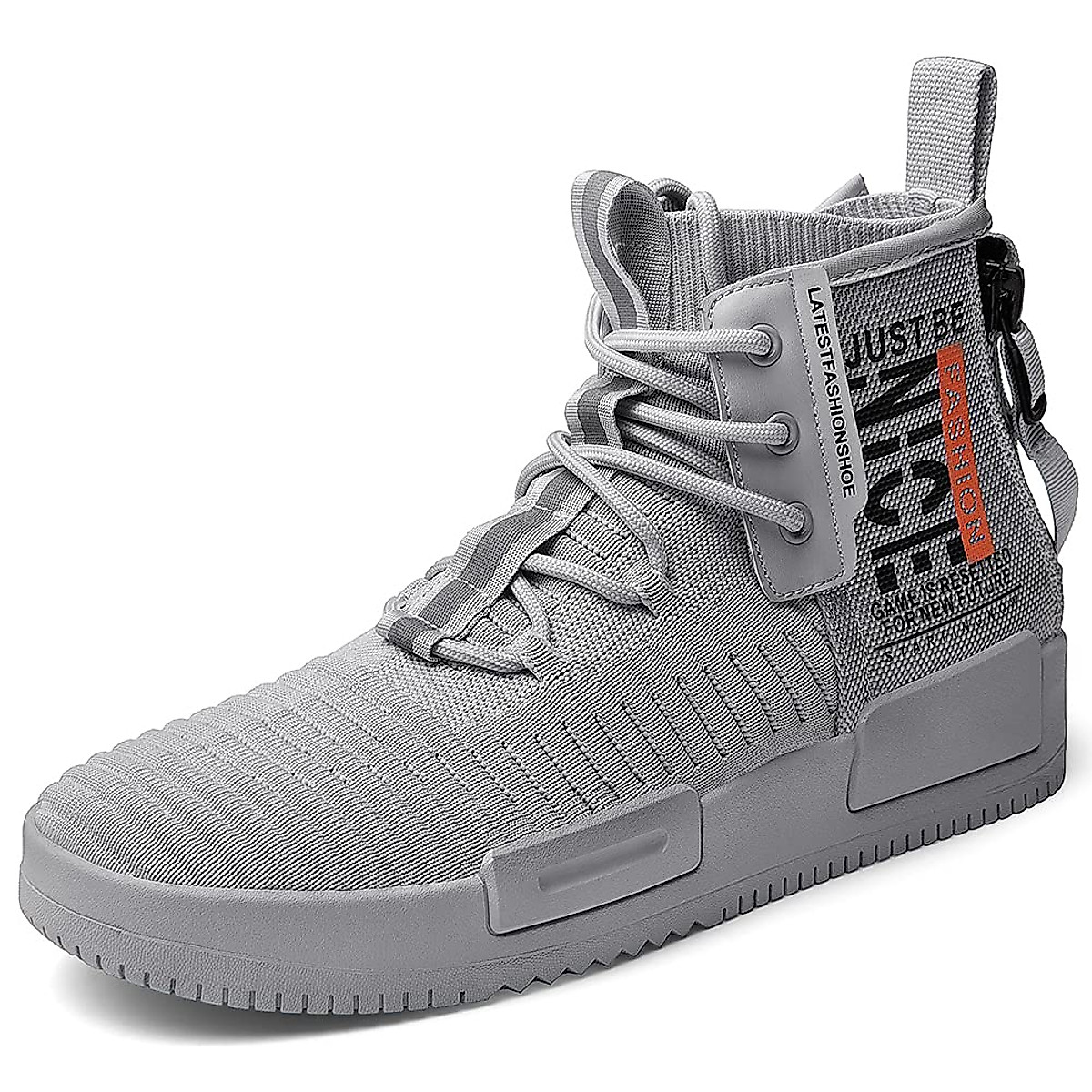 RUNMAXX Mens Fashion Walking Lace Up High Top Shoes Stylish Running Athletic Casual Sneaker Grey