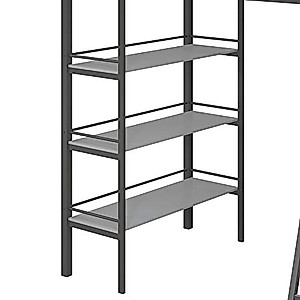 Little Seeds Nova Metal Bed w/Shelves, Twin Bunk, Gunmetal Gray Loft,