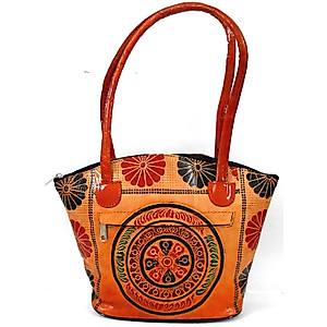 Circles Design Ethnic Hand Embossed Shantiniketan Leather Indian Shoulder Bag