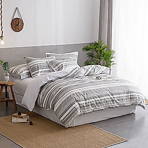 Merryfeel Cotton Duvet Cover Set, 100% Cotton Yarn Dyed Duvet Cover with 2 Pillowshams,- King