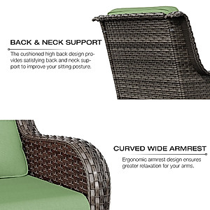 Joyside Outdoor Wicker Chair Rattan Patio Dining Chairs Set of 2 PE Wicker Patio Chairs with 4inch Seat Cushions Outdoor Patio Seating Chair for Garden, Backyard Deck(Mixed Grey/Green)
