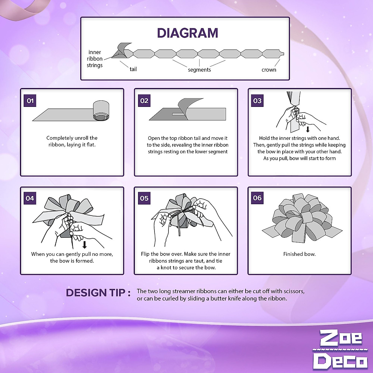 Zoe Deco Gift Bows (Multiple Colors, 9” Wide, 24 Loops, 5 Pack), Weather Resistant Gift Bow, Colorful and Eye-catching Pull Bows, Bows for Gifts, Gift Bows for Presents, Gift Wrapping and Decoration