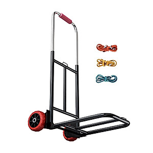 Almencla Folding Hand Truck Load 70kg Heavy Duty Rubber Wheels Portable Utility Cart Luggage Trolley Cart Hand Cart for Office Moving Outdoor Shopping
