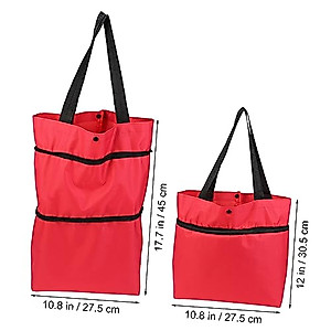 STOBOK 2pcs Portable Wagon Tug Bag Folding Luggage cart Foldable Rolling cart Foldable Tote Collapsible Tote Trolley Car Vegetables Organizer Folded Shopping Cart Tram Trolley Bag Wheel