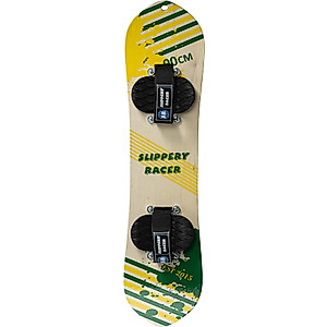 Slippery Racer Kids Hardwood Snowboard with Velcro Binding in Various Sizes (90 CM-Yellow/Green)