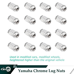 CartClan Golf Cart Chrome Lug Nuts, Suitable for Yamaha/GEM 12MMx1.25" Pack of 16
