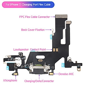 Dock Connector for iPhone 11 Charging Port Flex Cable Replacement for iPhone 11 USB Charger Dock Board Connector with Tools(Black)