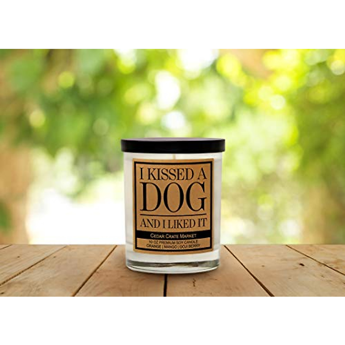 I Kissed A Dog and I Liked It, Kraft Label Scented Soy Candle, Orange, Mango, Goji Berry, 10 Oz. Glass Jar Candle, Made in The USA, Decorative Candles, Funny and Sassy Gifts
