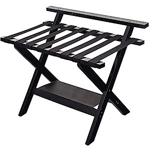 POSTERPOT Luggage Rack Suitcase Stand Foldable Double Layer 8 Bandages Solid Wood Easy to Assemble Travel Rack, for Hotel Bedroom (Color : D, Size : 80x47x65CM)
