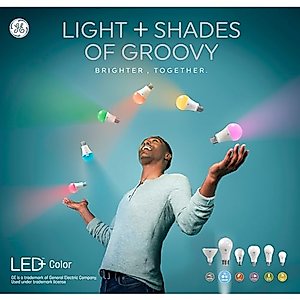 GE Lighting LED+ Color Changing Light Bulb, 2 Color Settings, No App or Wi-Fi Required, Remote Included, A19 Light Bulb (1 Pack)