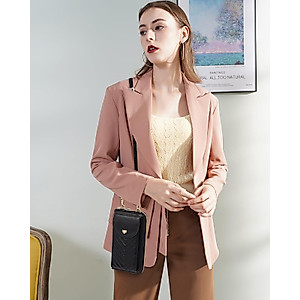 FOXLOVER Leather Small Crossbody Bags Cell Phone Purse for Women Fashion Shoulder Bag RFID Blocking Wallet Purse with Credit Card Slots(Black Quilted)