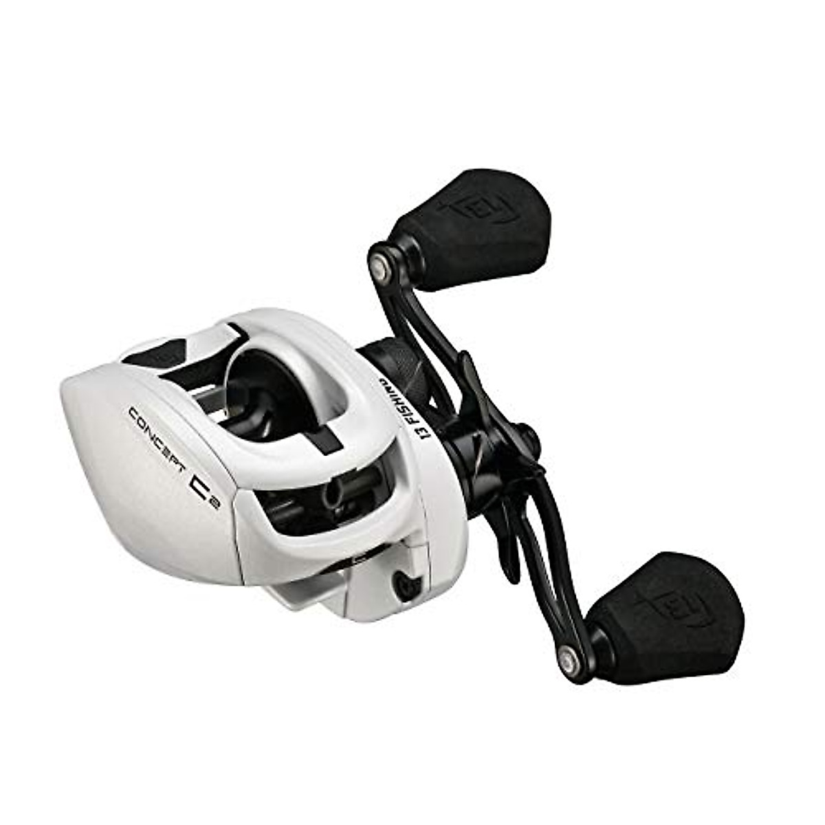 13 FISHING - Concept C2 - Low-Profile Baitcast Fishing Reel - 7.5:1 - Left Hand Retrieve (Fresh+Salt) - C2-7.5-LH, White