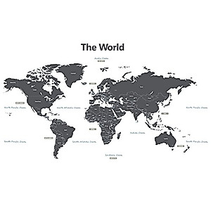 DECOWALL DWL-1609GS Modern Grey World Map Kids Wall Stickers Wall Decals Peel and Stick Removable Wall Stickers for Kids Nursery Bedroom Living Room (Medium)