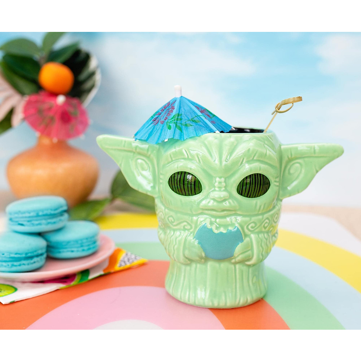 Geeki Tikis Star Wars: The Mandalorian Grogu with Cookie Ceramic Mug | 16 Ounces