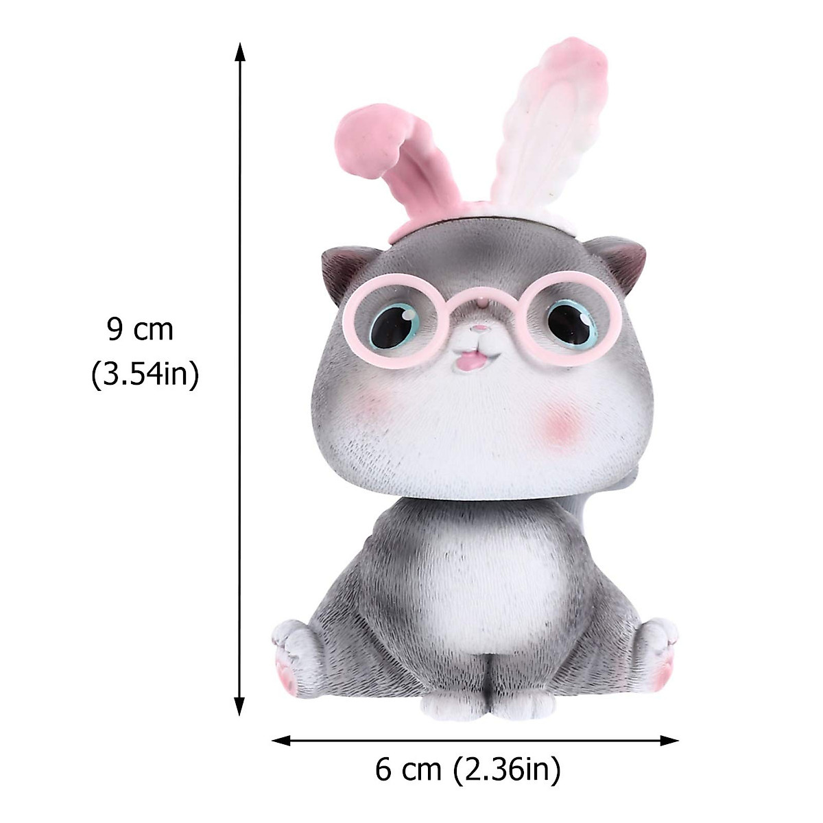 Amosfun Cat Bobblehead Ornaments Shaking Rabbit Ear Lucky Cat Figurines Animal Dancing Figure Toy Car Dashboard Decorations for Vehicle Home Office Desktop (Random)