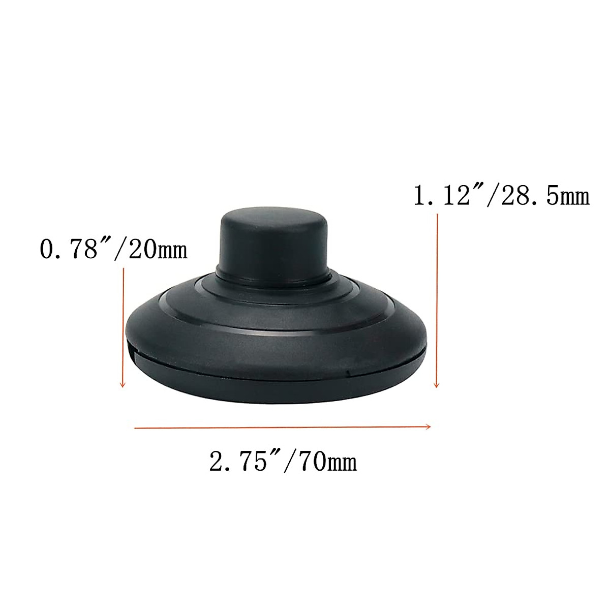 Tsnamay Black Floor Foot Switch,Round Floor Foot Switch Inline, Plastic Inline Foot Pedal Lamp Switch w/Push Step-on-Button for LED Light On-Off Control
