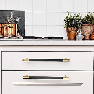 KNOKLOCK 10 Pack 7.5 Inch(192mm) Kitchen Cabinet Handles Matte Black and Champagne Bronze Knurled Cabinet Pulls Kitchen Cabinet Hardware Drawer Pulls for Dresser Cupboard Wardrobe