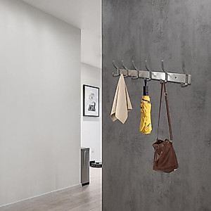 Yundoza Coat Rack Wall Mount,Screw in Stainless Steel Heavy Duty Coat Hooks for Hanging(Brushed Silver)