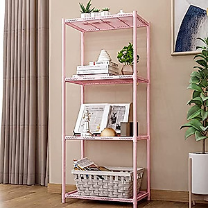 MUBOYI Multifunction Shelves Bathroom Floor-Standing Shelves Metal Corner Stand Living Room 4-Layer Kitchen Sundries Storage Shelf Flower Pot Stand 120CM,Pink