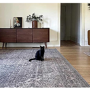 Greenpoint Machine Washable Area Rug - Oriental Persian Traditional Medallion - Bohemian Vintage Distressed Carpet - Brown, Beige - 6'7"x9'