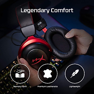 HyperX Cloud II Wireless - Gaming Headset for PC, PS4, Switch, Long Lasting Battery Up to 30 Hours, 7.1 Surround Sound, Memory Foam, Detachable Noise Cancelling Microphone w/Mic Monitoring (Renewed)