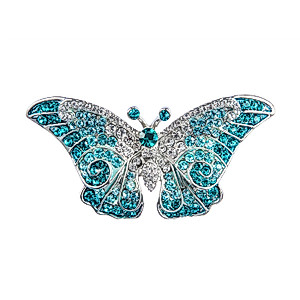 Alilang Empress Monarch Winged Butterfly Swarovski Crystal Rhinestones Brooch Pin , Blue