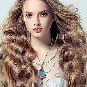 SUNNYOUTH 14 Pcs Vintage Crystal Pendant Necklaces for Women Girls Chakra Healing Carnelian Necklace Bohemian Retro Sunflower Necklace Sun and Moon Pendants