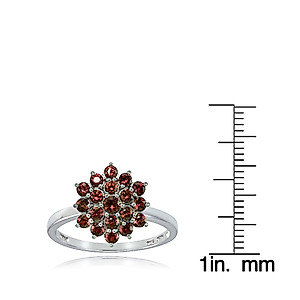 Ice Gems Sterling Silver Genuine Garnet Flower Ring, Size 7