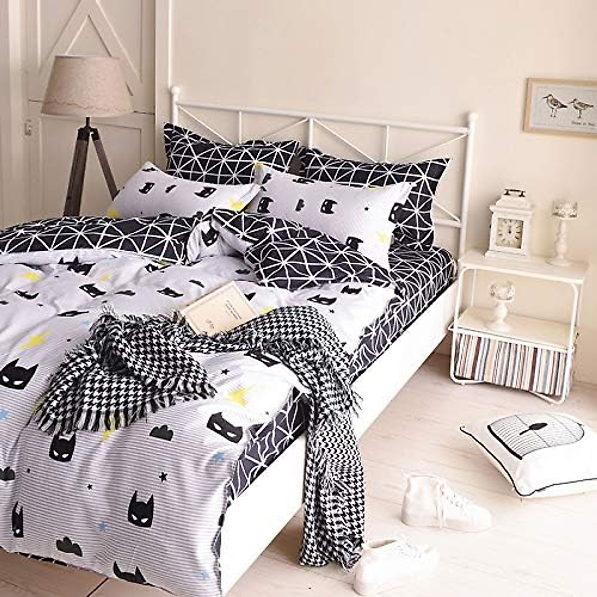 Vanson Black Bed Pillowcase Duvet Cover Quilt Cover Set 3D Print Decoration 3 Pieces Set Full Size